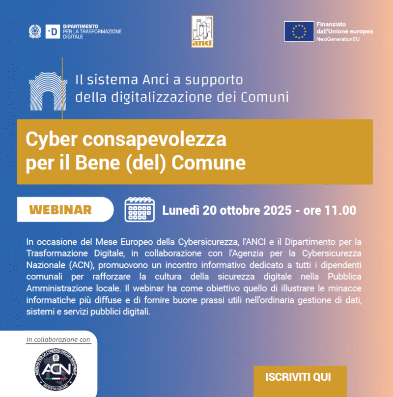 Pubblicate le Linee guida ACN per il rafforzamento della resilienza – Sistema Comuni Digitali Anci